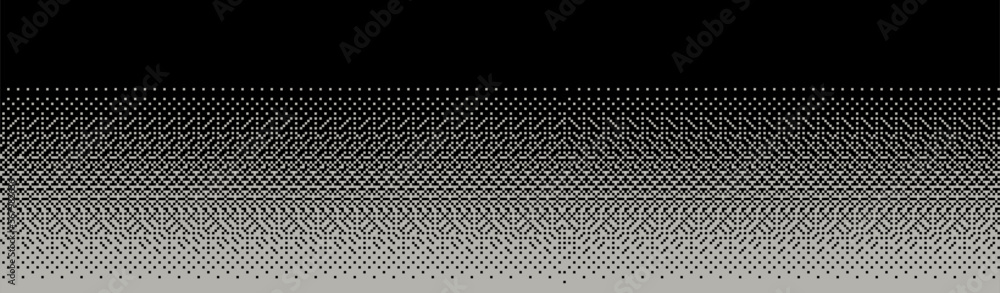 Pixel Halftone gradient. Black white square linear background, dither ...