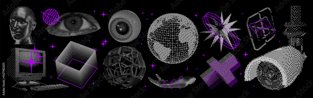 Graphic elements for design. Universal abstract geometric shapes with ...