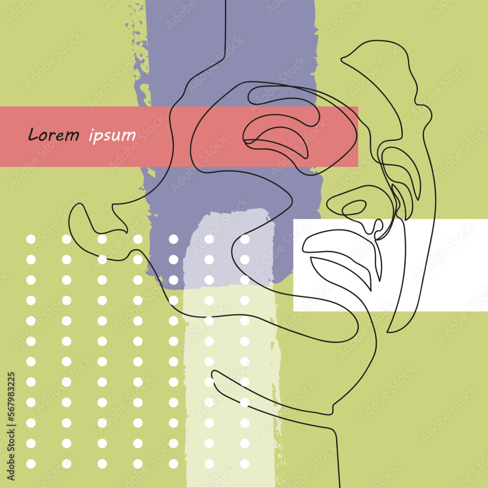 Abstract continuous line art in minimalistic style for prints, tattoos ...