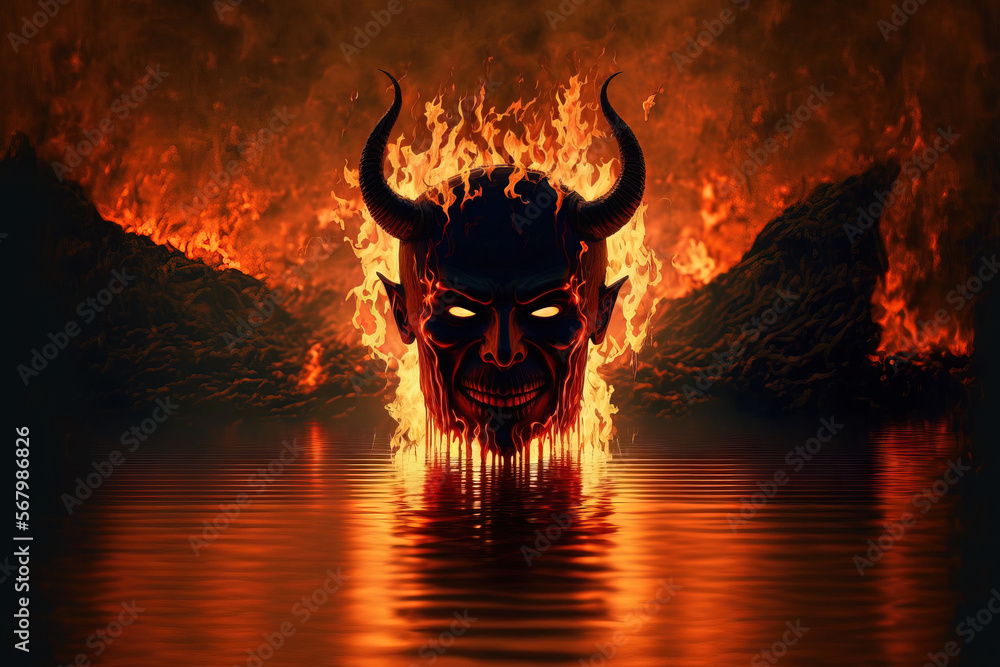 Imagine a conceptual hell where evil spirits are tortured in a lake of ...