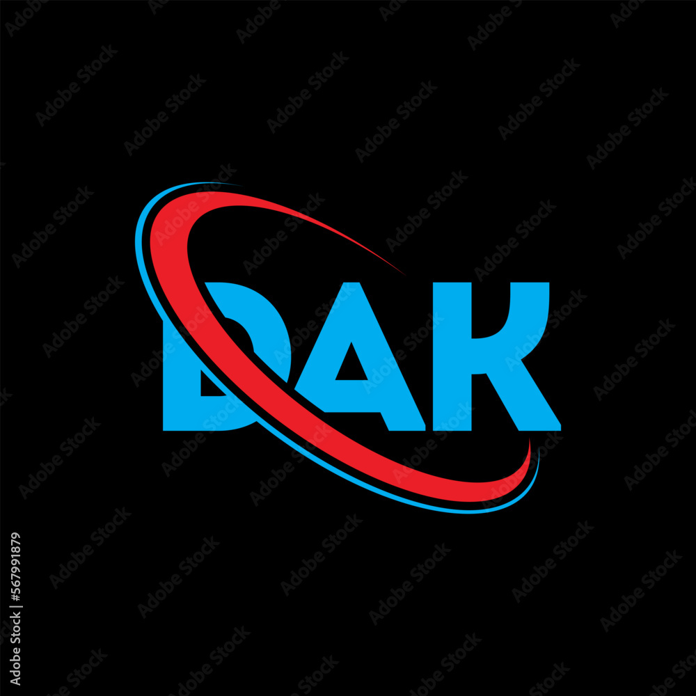 DAK logo. DAK letter. DAK letter logo design. Intitials DAK logo linked ...
