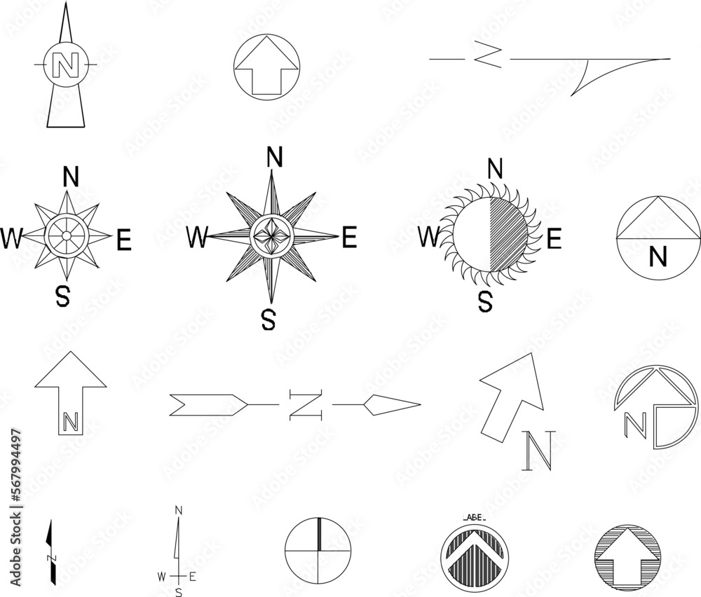 Vector illustration sketch of compass symbol logo Stock Vector | Adobe ...