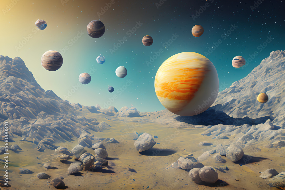 solar system as bilard balls, bilard table, created by AI Stock ...