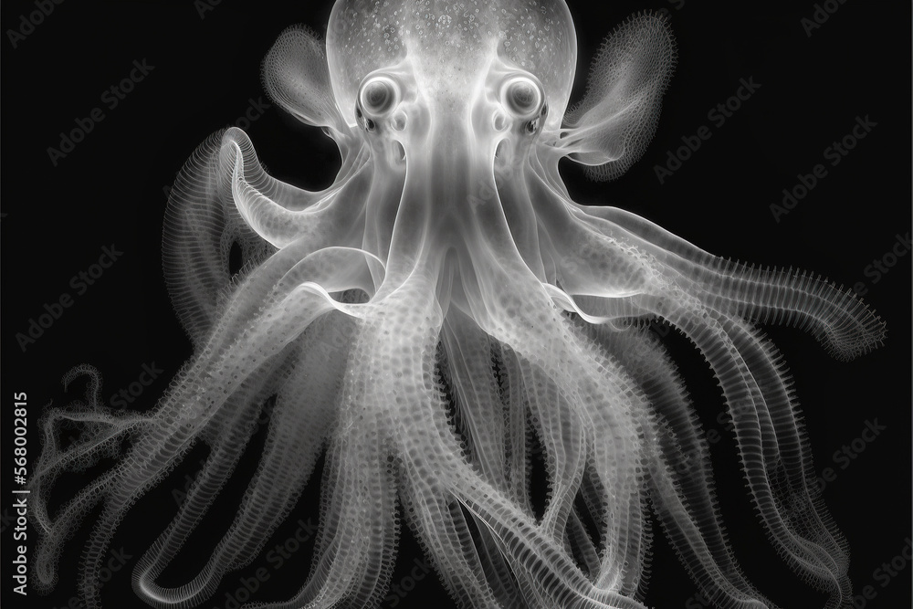 octopus x-ray style. X-ray of Fresh and Raw whole octopus. Creative Art ...