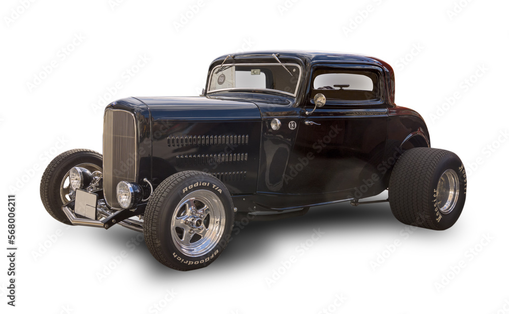The Hot rod car based on Ford 1932 Model 18 or B three-window coupe ...