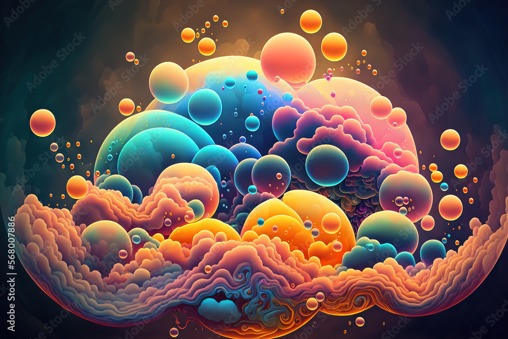 colorful art created by a neural network in the form of bubble clouds ...