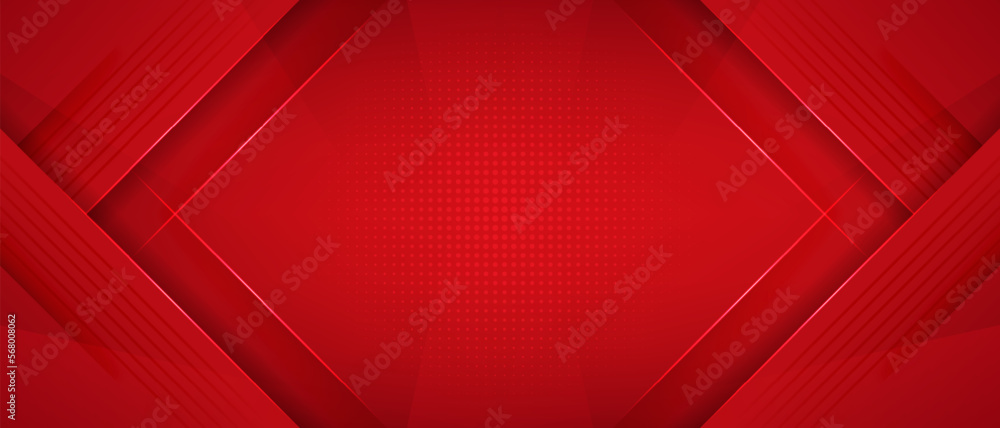 Abstract red geometric banner design background with halftone. premium ...