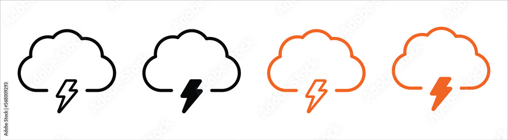 cloud lightning icon set. weather icon. storm icon collections symbol ...