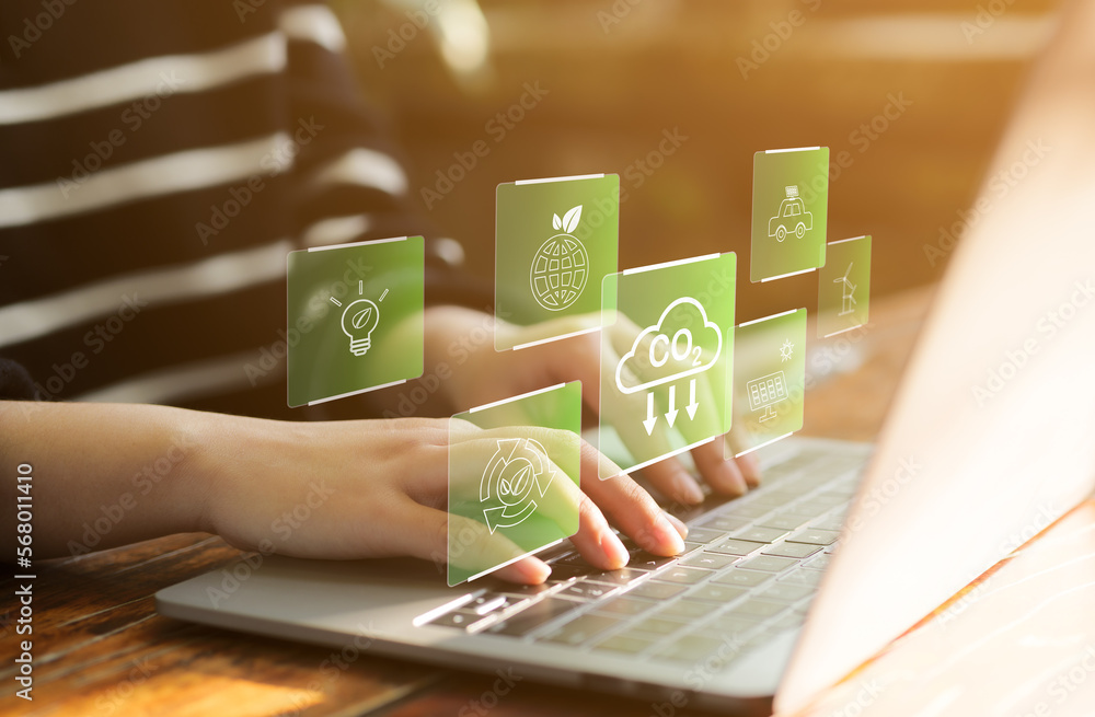 Reduce CO2 emissions concept. green business and development based on ...