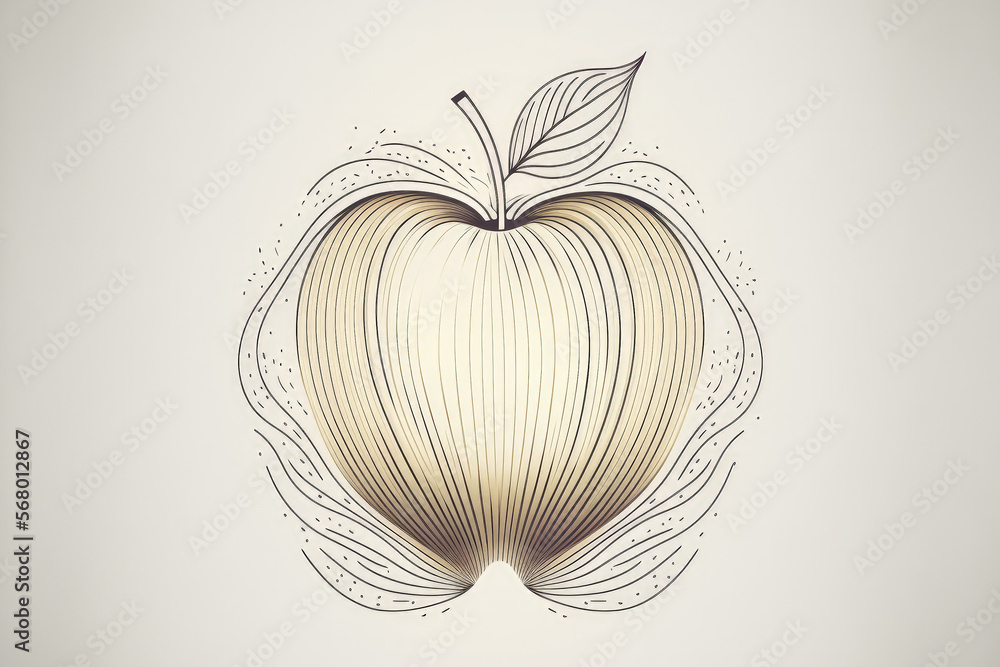 artwork of an isolated apple emblem on a white backdrop in line art ...