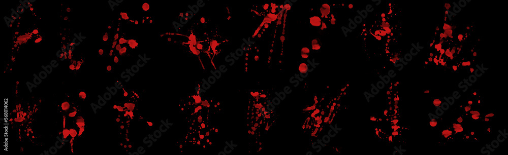 Blood splatter, horror background. Blood splash overlays on black ...