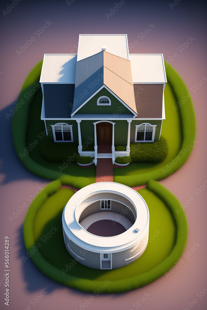 Beautiful 3d house in round shape Ai Generated Art Work Stock ...
