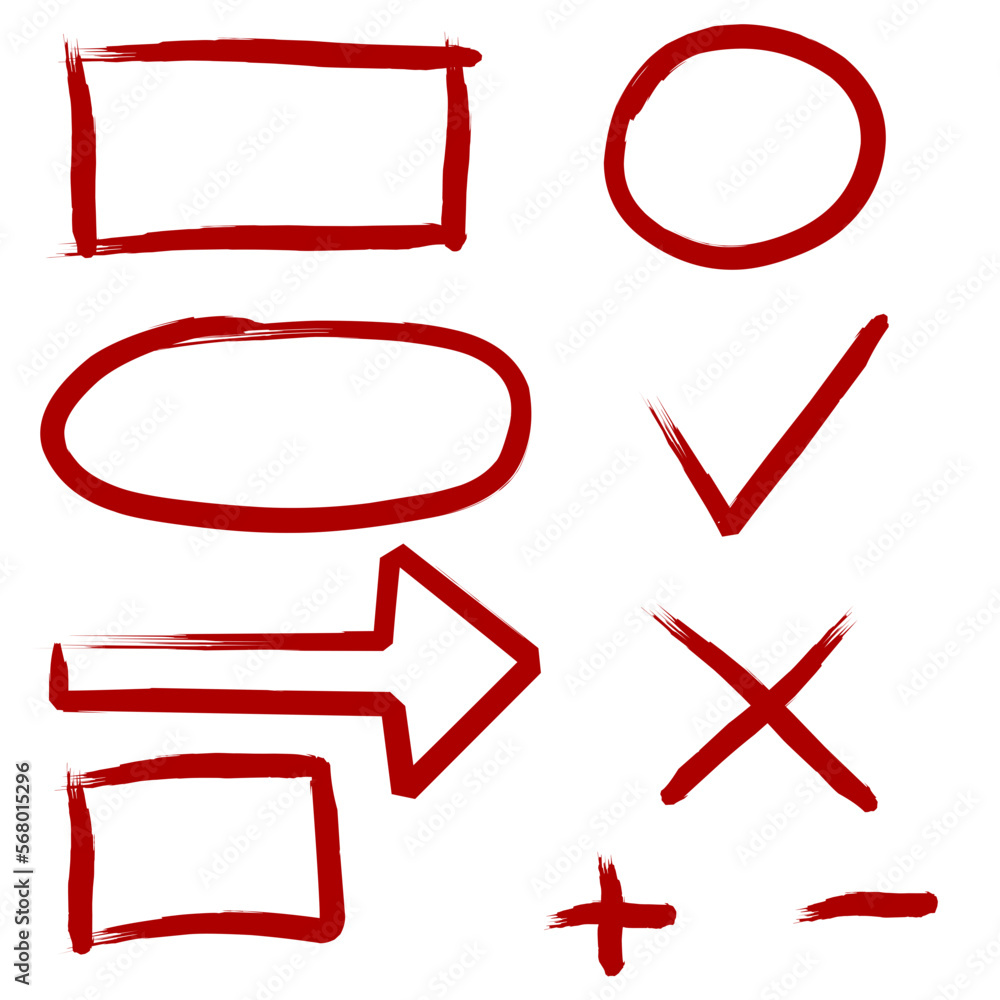 check marks, arrow, circle and rectangle markers Stock Vector | Adobe Stock