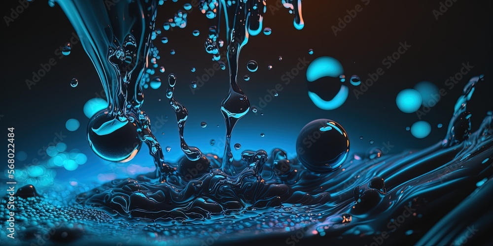 Abstract blue liquid metal background, Generative AI Stock Illustration ...