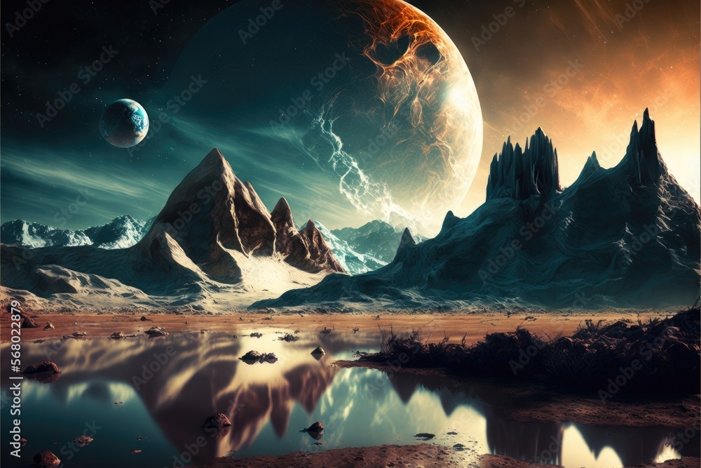 Alien Planet sci-fi outer space encounter wallpaper generative ai ...