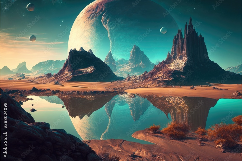 Alien Planet sci-fi outer space encounter wallpaper generative ai ...