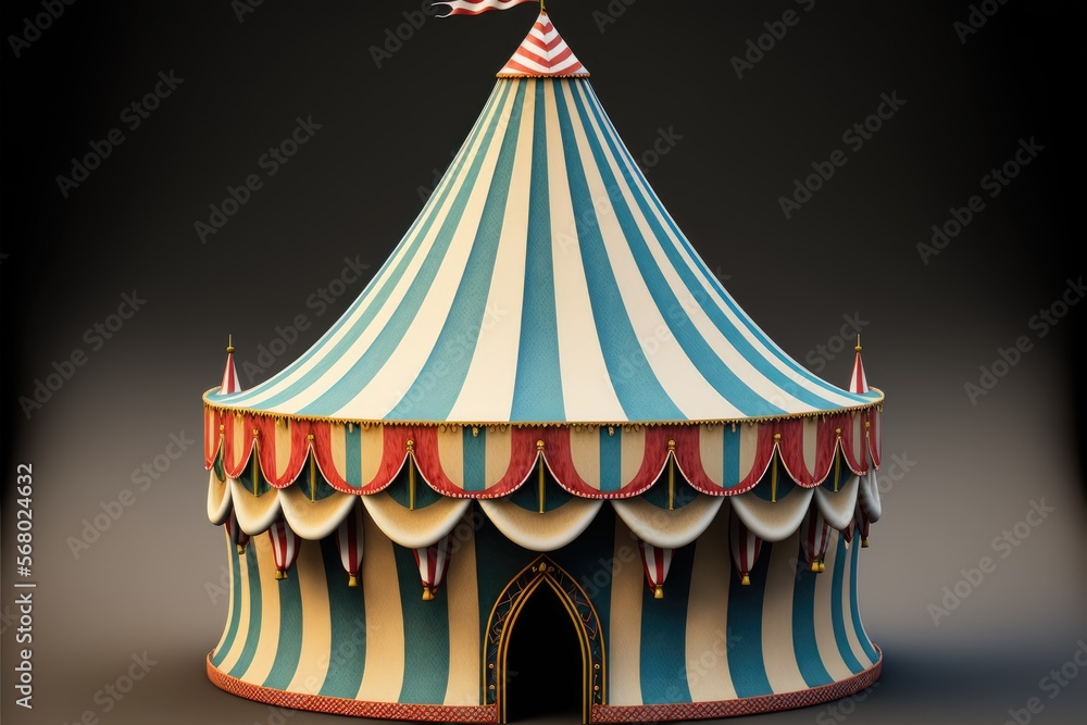 cartoon fun circus tent generative ai illustration Stock Illustration ...