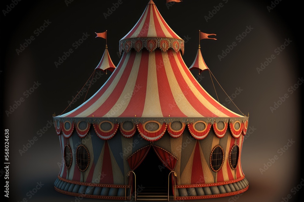 cartoon fun circus tent generative ai illustration Stock Illustration ...