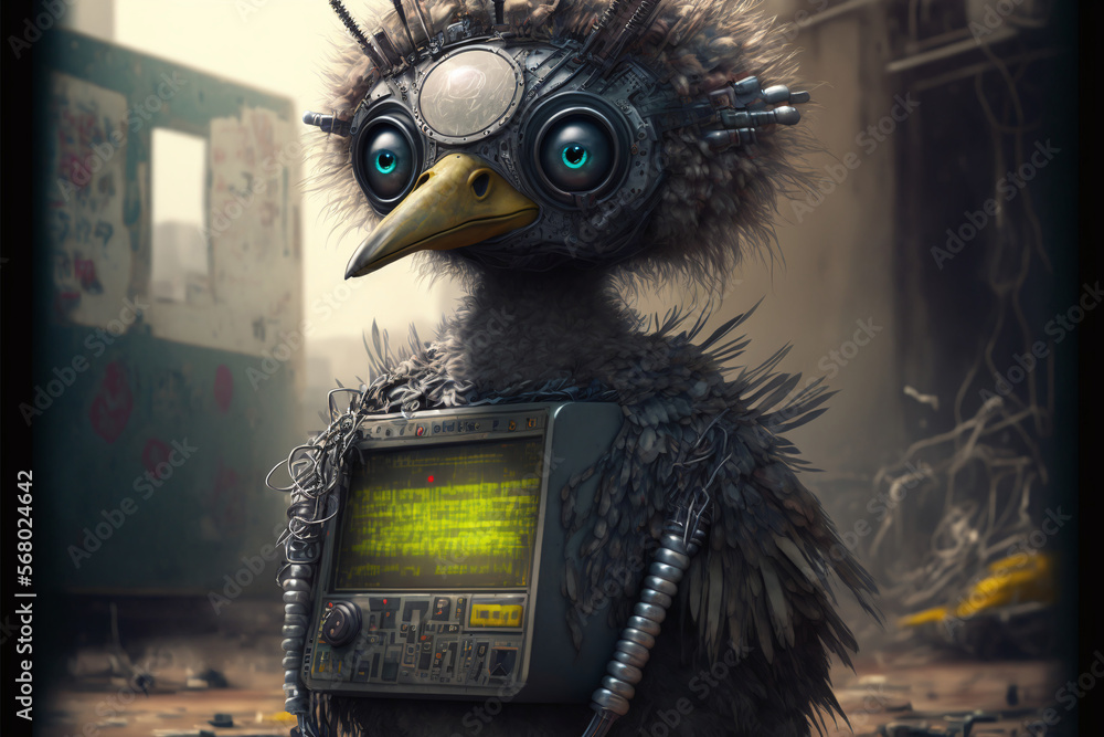 Futuristic robotic emu with computer screen in body. AI Generated Stock ...