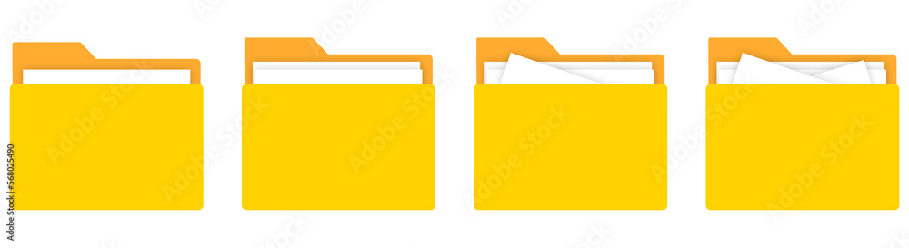 set of folders. Files and folders icons set on transparent background ...