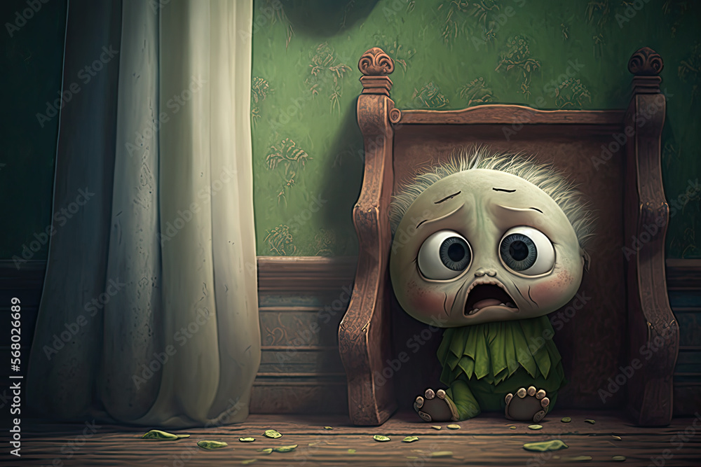 embarrassed cartoon boy, scared, generative AI Stock Illustration ...