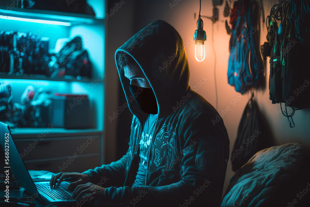 Cyber-security hacker with a hoodie hiding face -computer technology background wallpaper ...