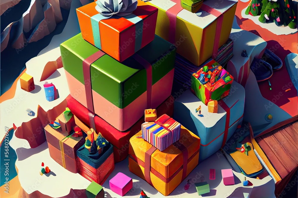 Cartoon boxes with presents Stock Illustration | Adobe Stock