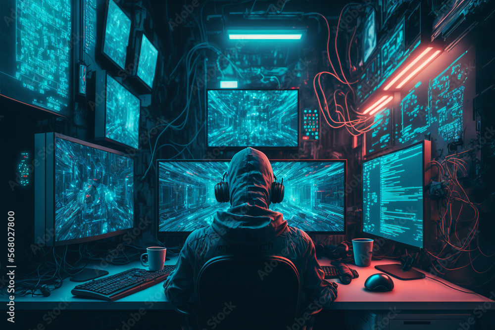 Cyber-security hacker with a hoodie hiding face -computer technology background wallpaper ...