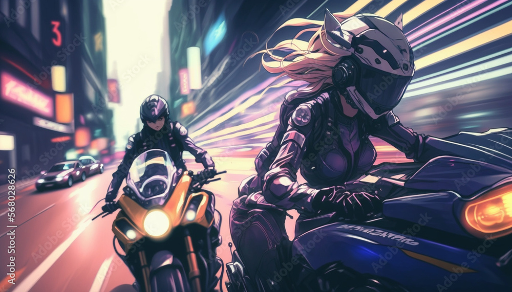 A high-speed anime chase through the city between a biker and a police ...