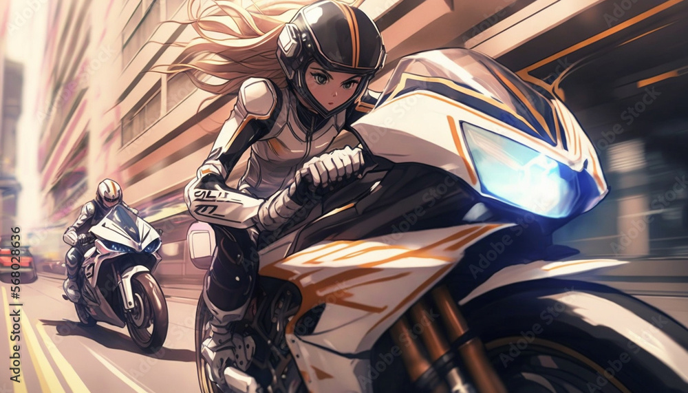 A high-speed anime chase through the city between a biker and a police ...