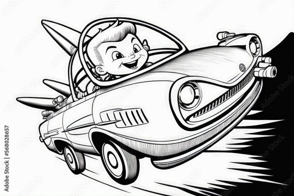 automobile coloring sheet of a rocket with a face for children ...