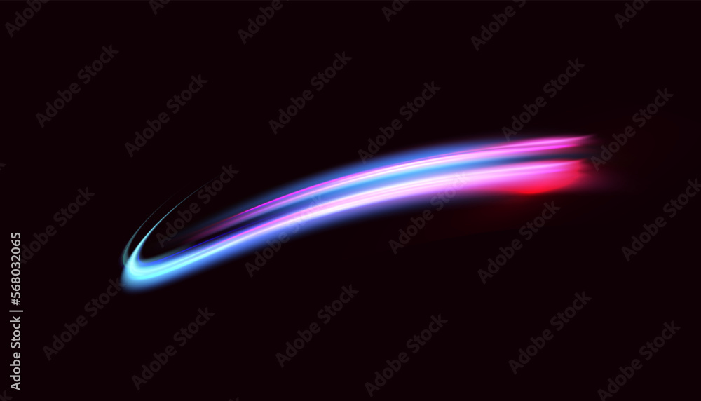 Vector illustration of dynamic light sources on a dark background. High ...