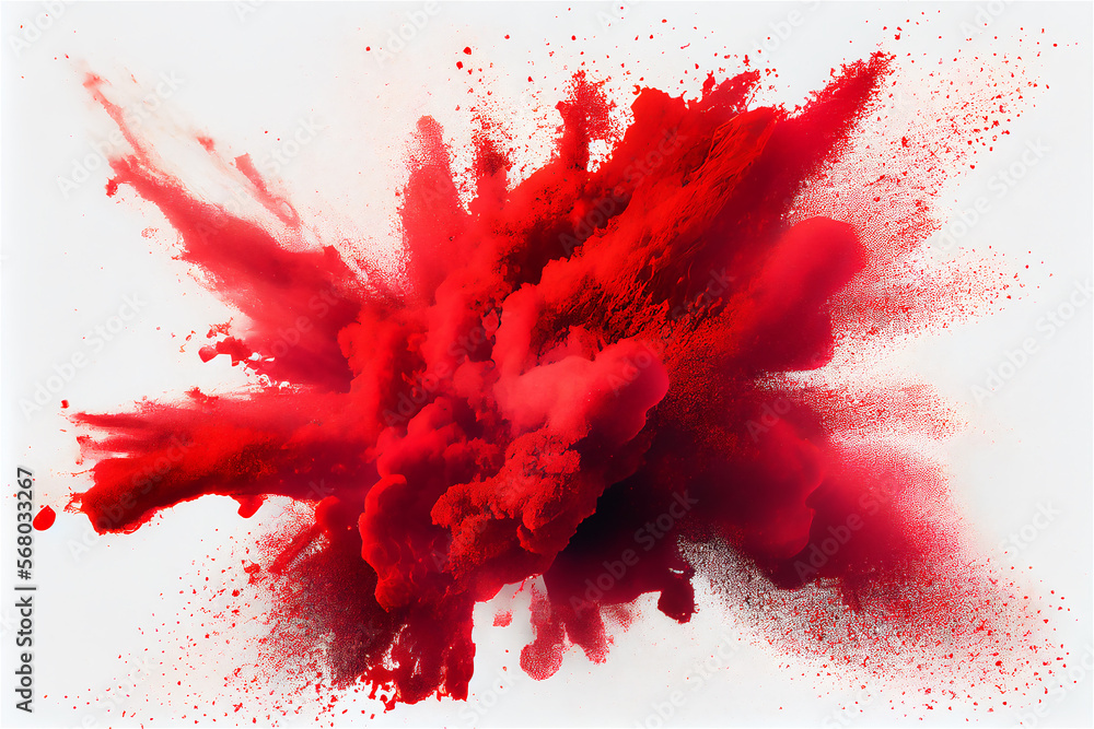 red smoke explosion on a white background, generative ai Stock ...