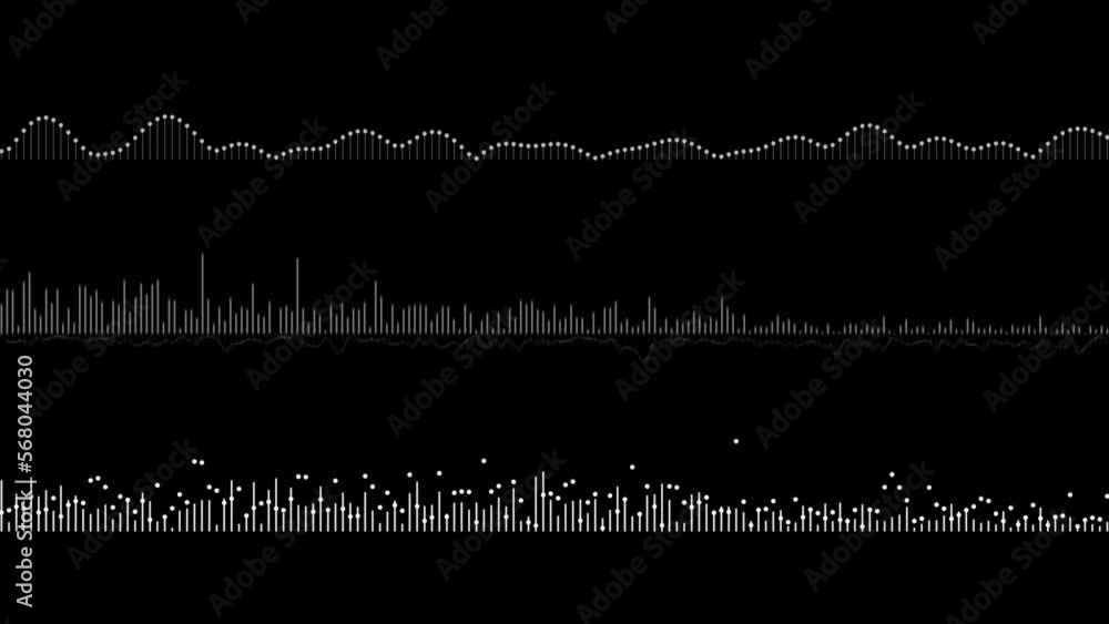 Minimalist Waveform Audio. Abstract White on alpha channel sound waves ...