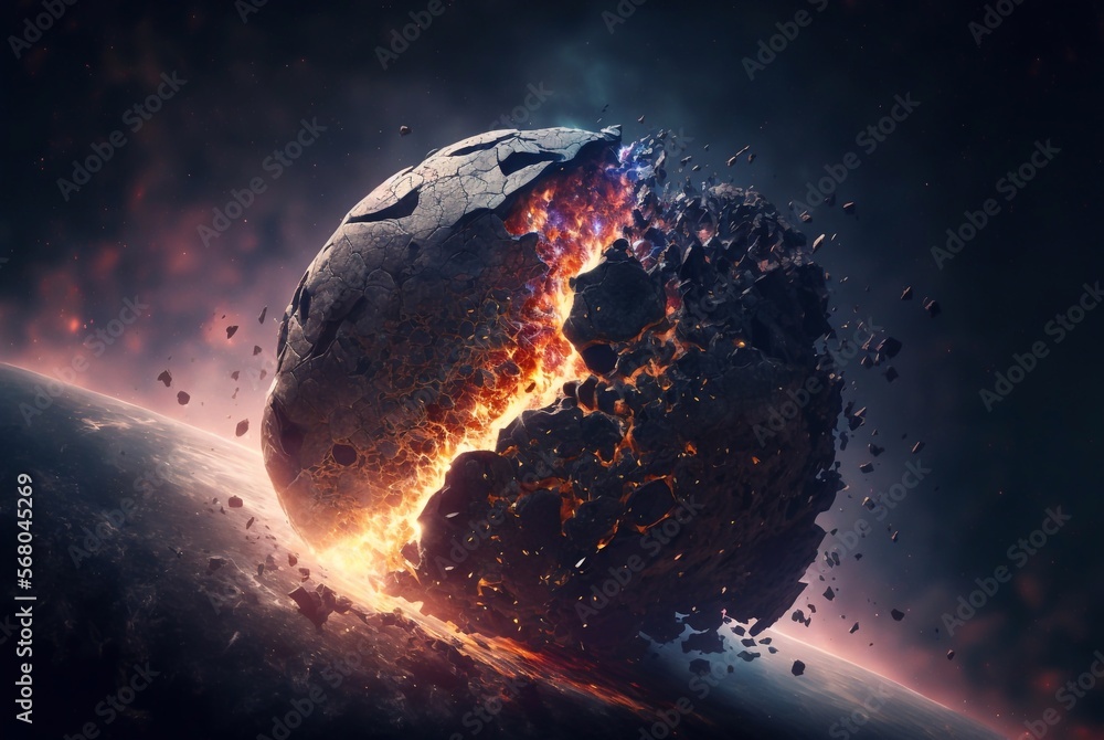 Illustrazione Stock Meteorite hit the earth, world end, doomsday ...