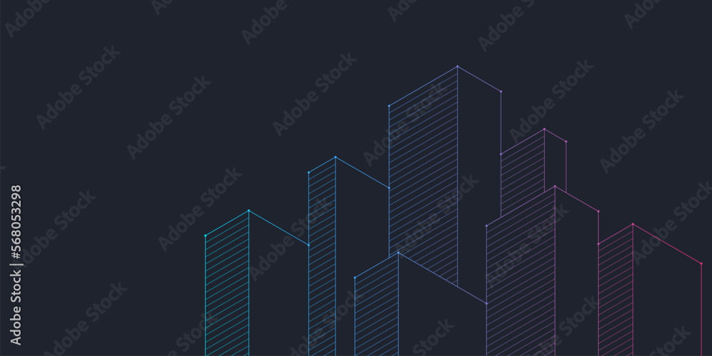 Architectural drawing with building construction Stock Vector | Adobe Stock