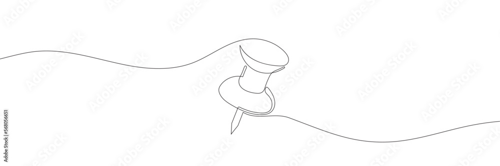 Continuous one line drawing of a paper pin. Drawing pin. Vector ...