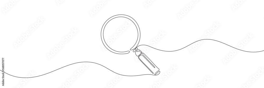 One Continuous Line Of Magnifying Glass Continuous Line Drawing Of A Magnifying Glass Vector