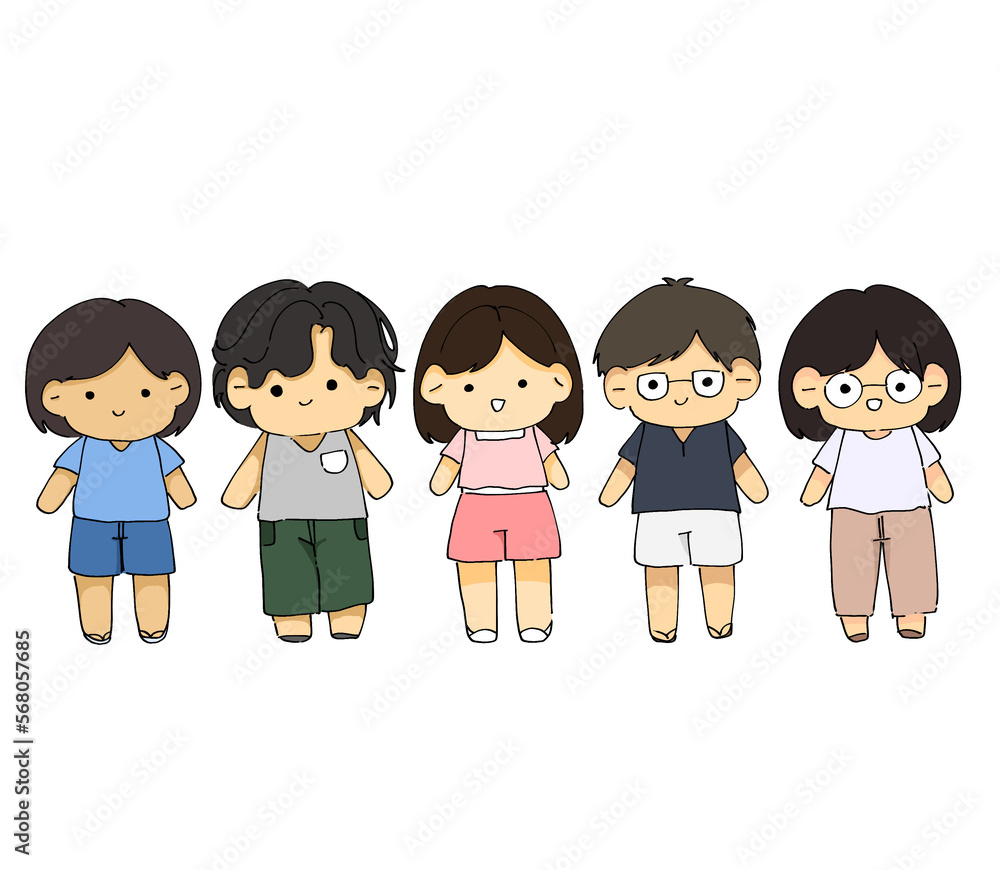 Cartoon Friends PNG Transparent. Hand drawn cartoon represent each ...