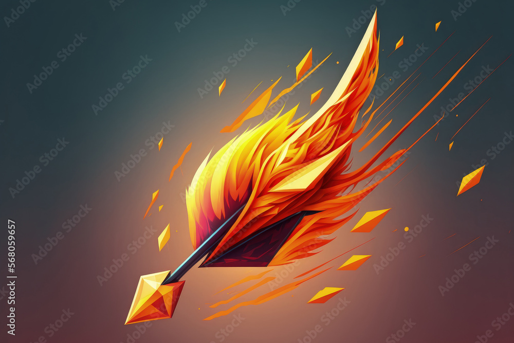 Powerful fire arrow in a strong . Background. Isolated. Generative AI ...