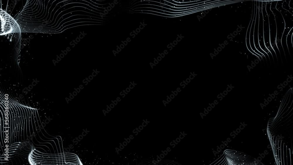 Wavy frame lines. alpha chanel Loop border . Particles and lines ...