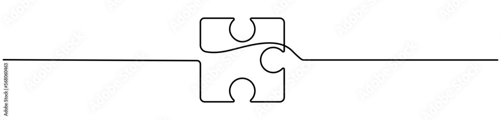 Puzzle continuous line art. Jigsaw piece one line drawing. Vector ...