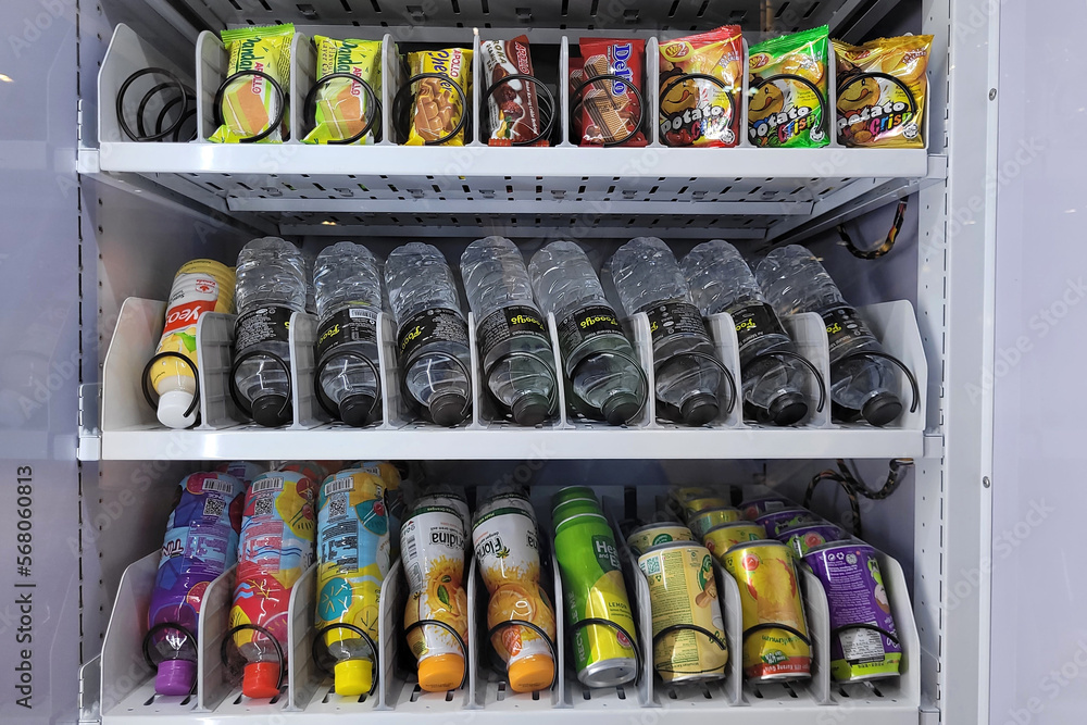 PENANG, MALAYSIA - 1 FEB 2023: Various choices of snacks and drinks in ...