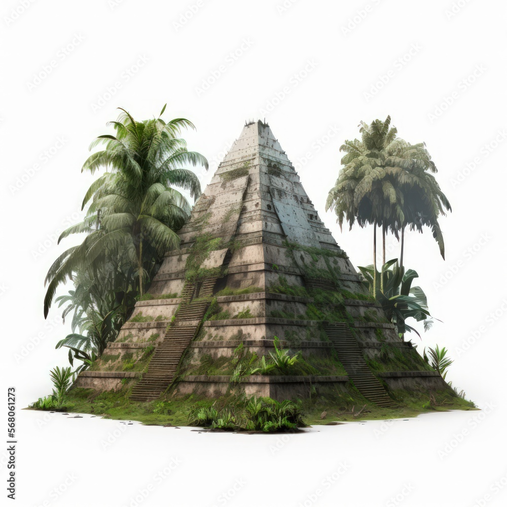 Detailed illustration of a lost forgotten secret temple pyramid in the ...