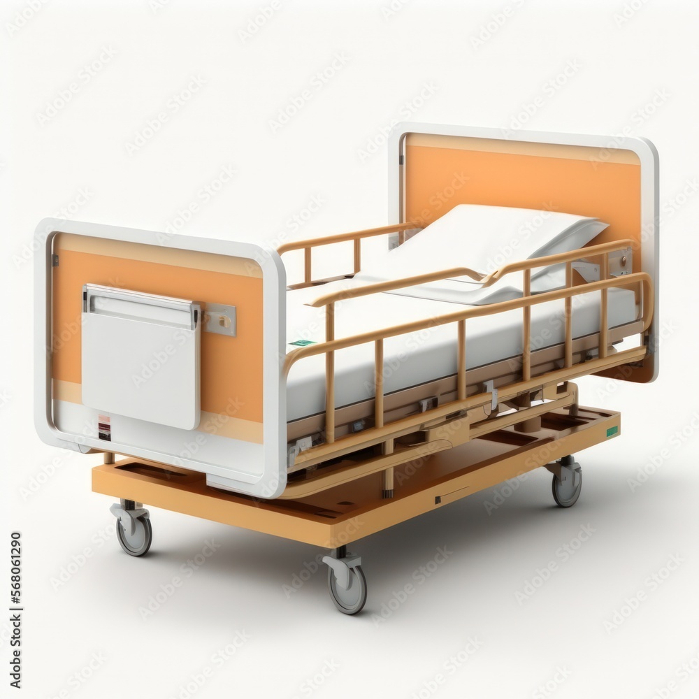 Detailed illustration of a modern hospital bed for medical patients ...