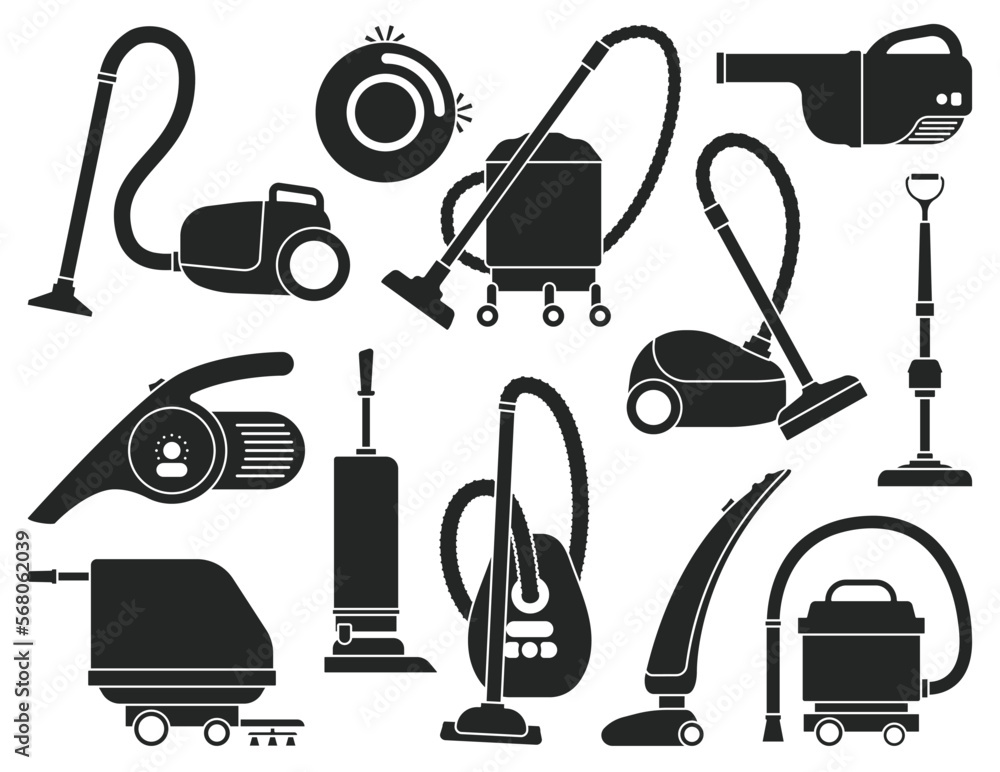 Vacuum cleaner vector black icon set . Collection vector illustration ...