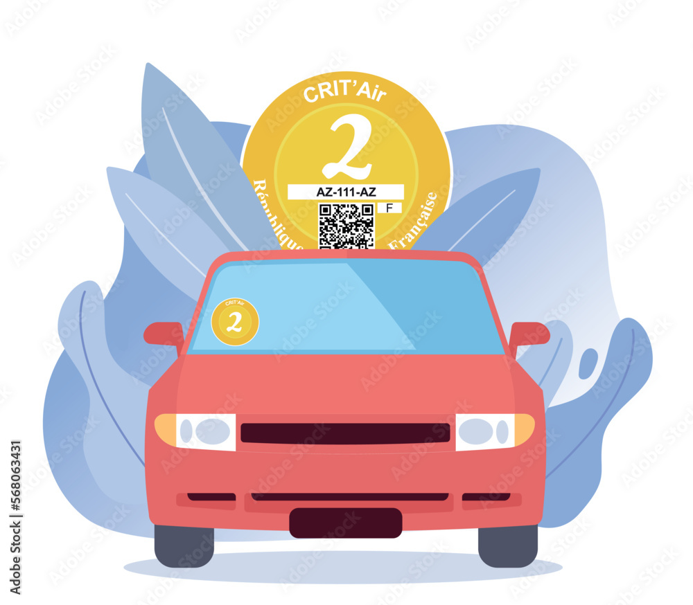 Vetor de vignette crit'air jaune numéro 2 - N°2 - (critair) do Stock ...