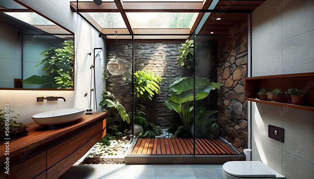 Relaxing onsen (hot spring) in the Japanese manner, surrounded by ...