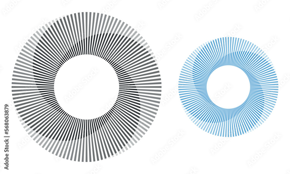Set of circles with lines. Lines in one color with different opacity ...