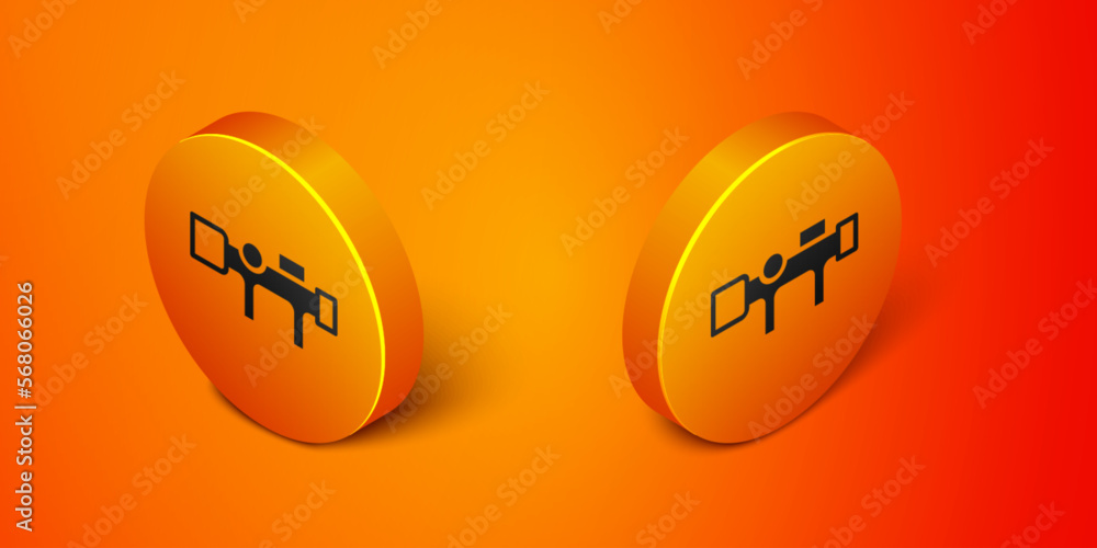 Isometric Sniper optical sight icon isolated on orange background ...
